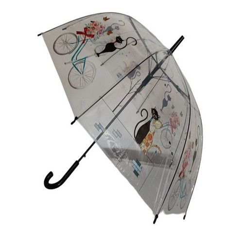 Parapluie cloche transparent chats amoureux ou à velo - Toutenchat