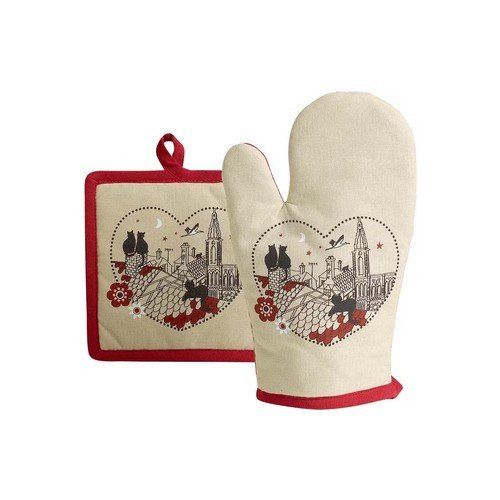 Ensemble gant et manique chats amoureux sur les toits. - Toutenchat